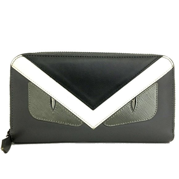 Fendi | Bags | Fendi Monster Leather Zippy Zip Around Long Wallet F8819 ...